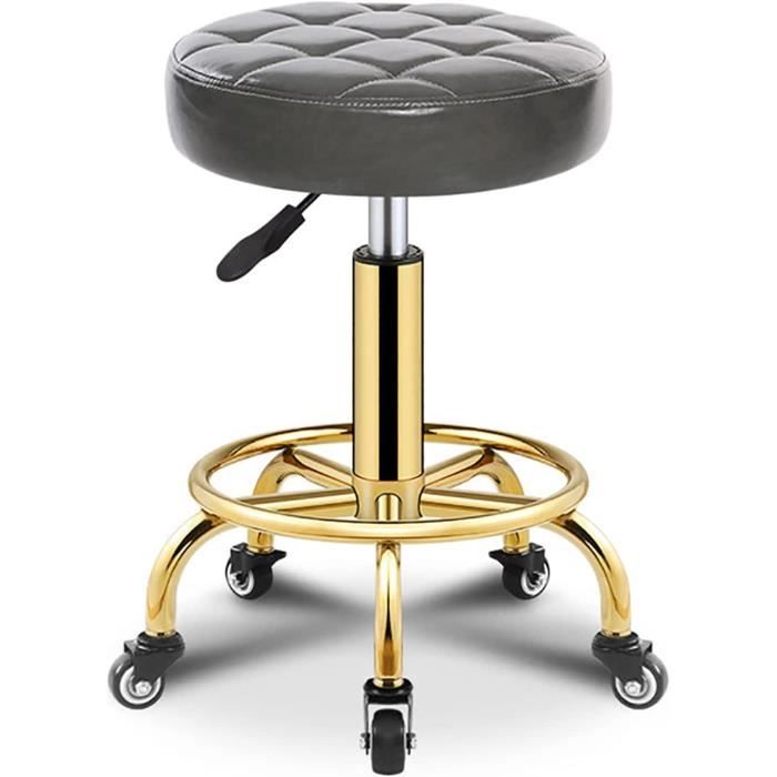 Tabouret de Bureau à roulettes WEYE - Gris - Rotation 360° - Hauteur ...