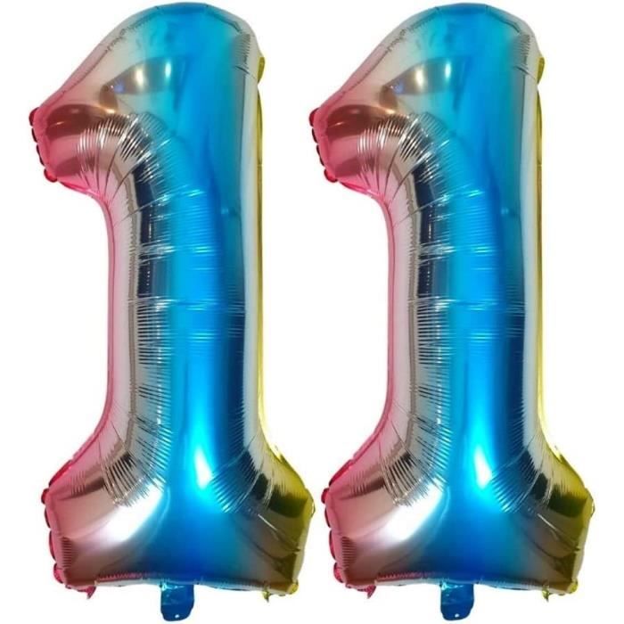Ballon 11 Ans Bleu Arcen-Ciel Xl - Ballon Anniversaire 11 Ans ...