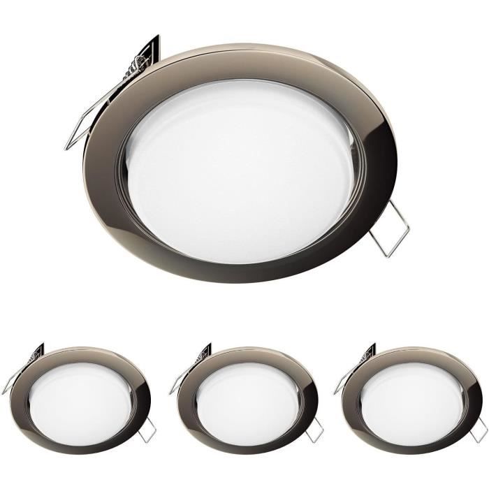 Anneau D'Encastrement Led Zobe Slim Gx53 Chromé-Noir Rond 4,05W Chacun ...