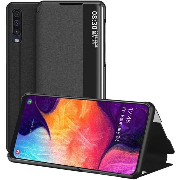 Coque Samsung Galaxy A50 Smartphone de Protection en Cuir avec Fenêtre ...