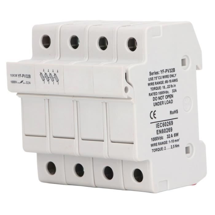 Cikonielf Disjoncteur CC Disjoncteur DC 4P 32A Boîte à fusibles Type de rail de guidage Support ...