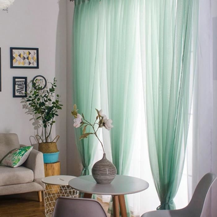 Rideaux Voilages Vert Menthe Passe TringleRideau Couleur Unie, 2 ...
