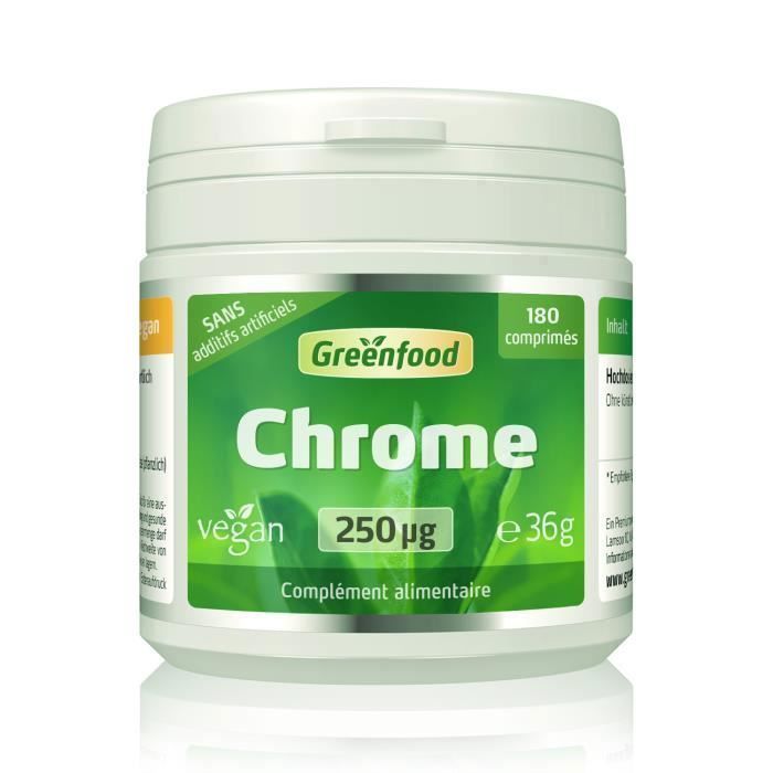 Greenfood Chrome, 250 mcg, dose élevée, 180 comprimés, Vegan- pour un ...