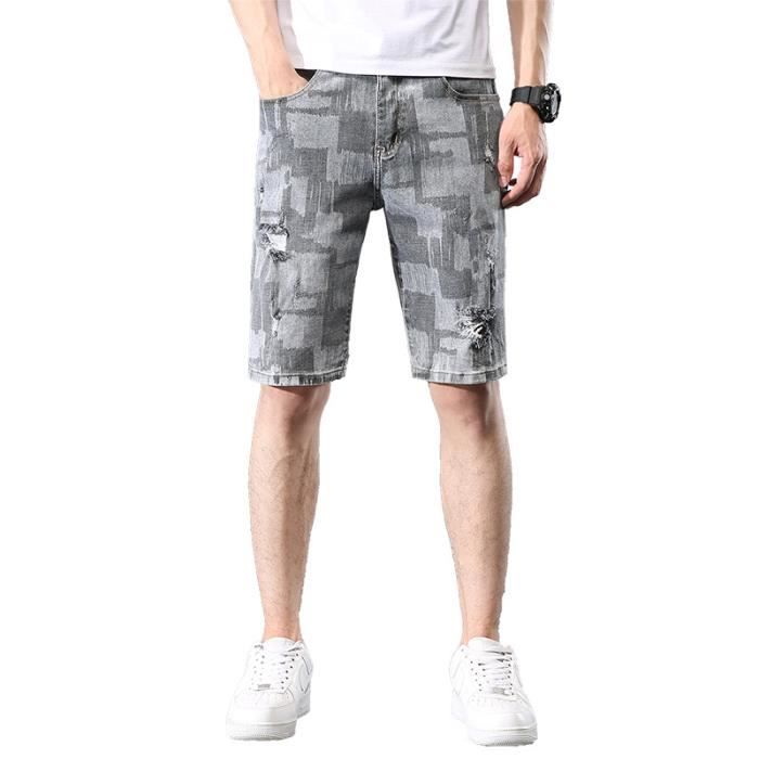 Short en Jeans Déchiré Homme Fashion Coupe Droite Casual Short Ete 5 ...