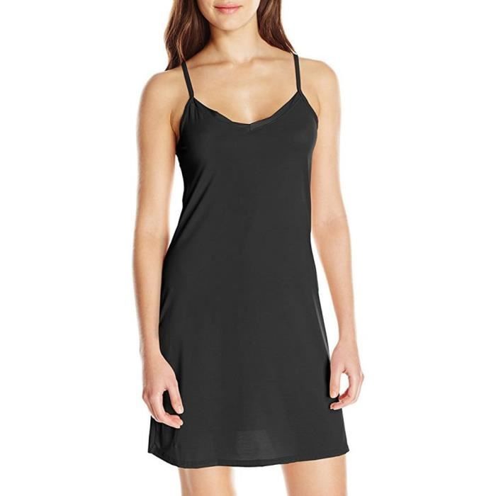 Fond de Robe Femme Longue Jupon sous Robe Bretelles Chemise de Nuit ...