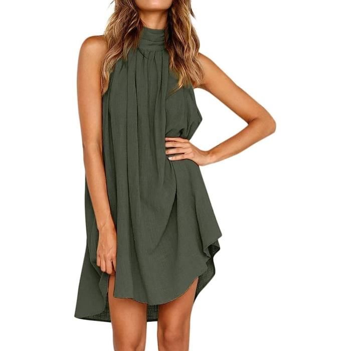 Robe Femme Ete - - Dt De Plage - Chemisier - Dcontractee - Vert Vert ...