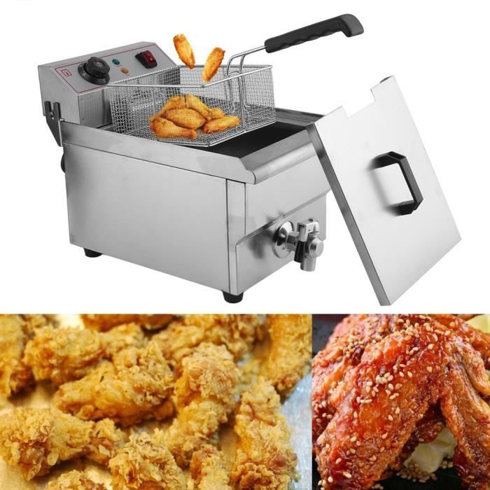Friteuse Électrique Inox 10L 3000W Avec Minuteur Et Thermostat Réglable ...