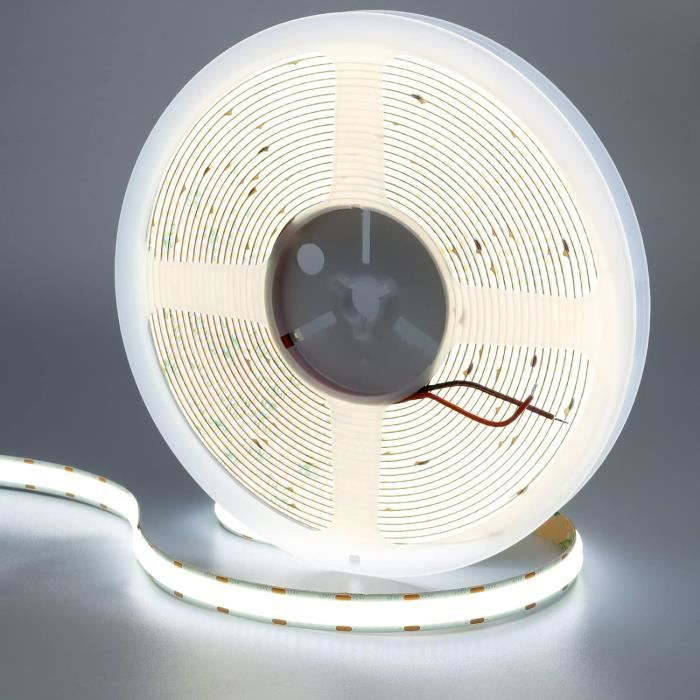 24V 10M Double Rangée Ruban Led Cob Blanc Froid 6000K 600Led-M Cri 93+ Haute Luminosité 20000Lm ...