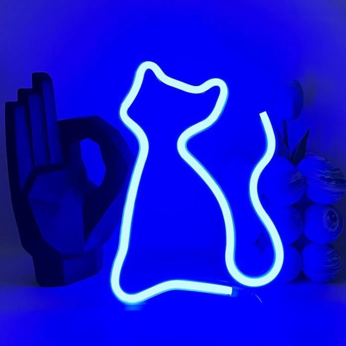 Chat Néon Bleu Neon Signe Animaux Enseigne Au Néon Enseigne Lumineuse ...