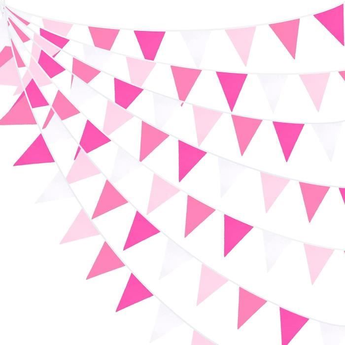 10M-32Ft Guirlande Fanions Rose Déco Bannière Drapeau Vif Rose Tissu ...