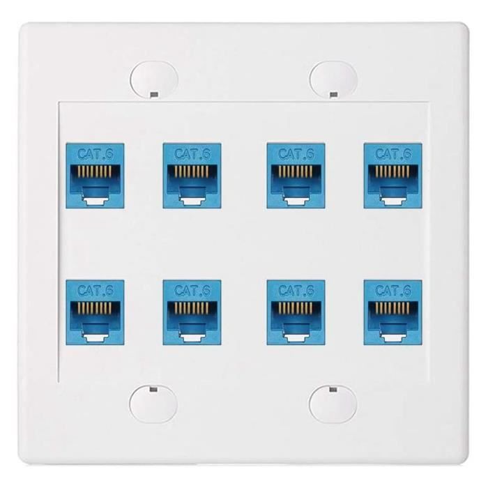 Plaque Murale Ethernet 8 Ports - Double Gang Cat6 RJ45 Keystone Jack ...