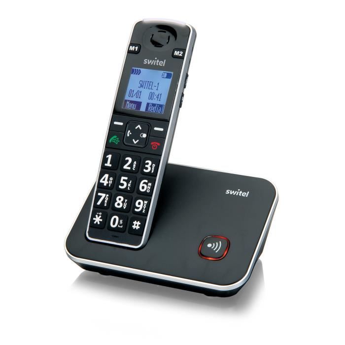 SWITEL D7000 Téléphone sénior sans fil avec touche SOS, amplifié, avec ...
