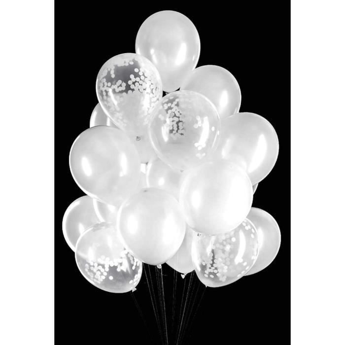 12 Pouces Lot De 50 Ballon Blanc Nacré Et Confettis - Ballon Gonflable ...