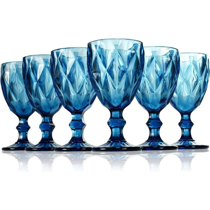 Lot De 6 Verres À Vin Colorés Avec Design En Relief, Verres À Vin ...