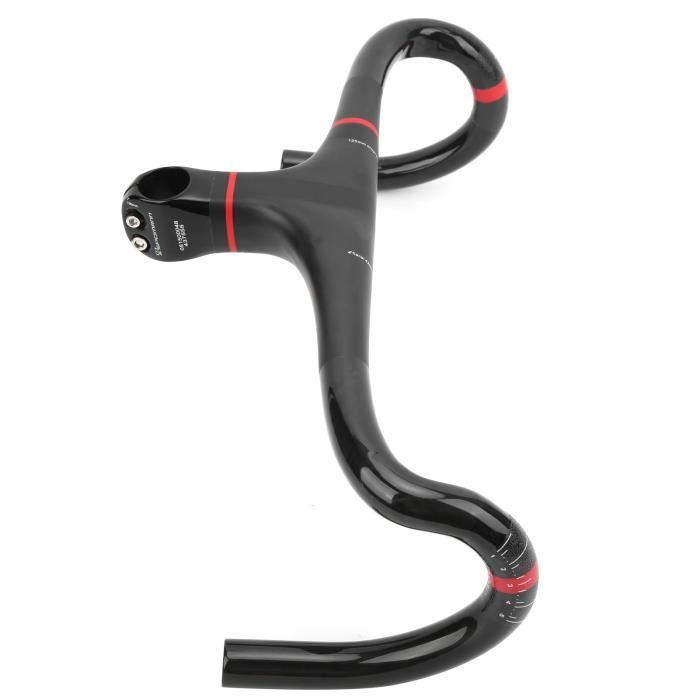 Guidon de vélo de route intégré en fibre de carbone VINGVO - Rouge ...