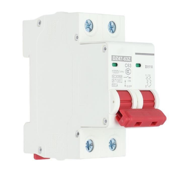 YOSOO Protecteur de disjoncteur 63A DC Disjoncteur 2P Solaire PV SystèMe Isolateur 1000V Circuit ...