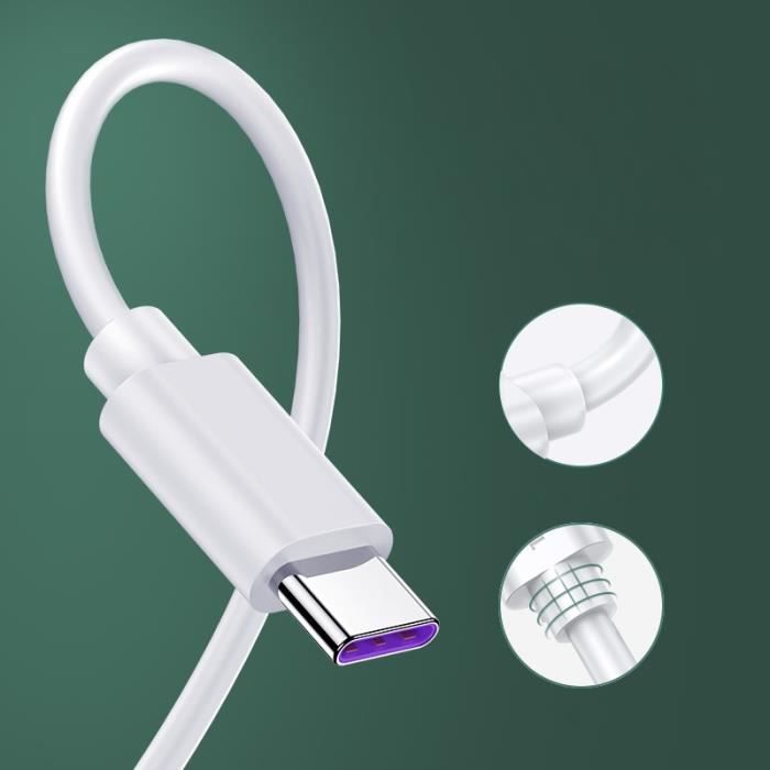 WHITE-0.5m -câble USB 5A Type C blanc Super chargeur,pour Huawei P30 P20 Pro lite mate 20 10 Pro ...