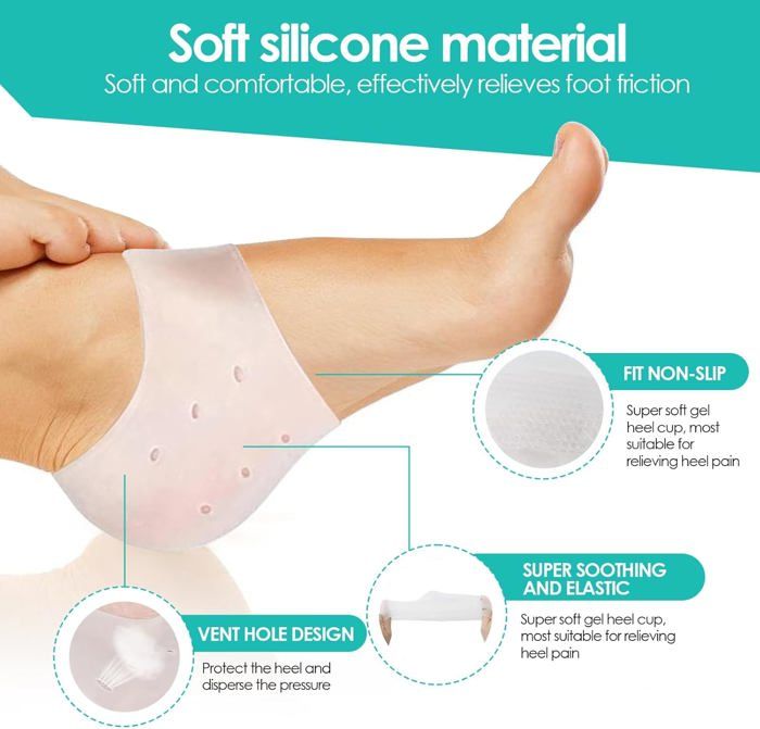 2 Paires Protège Talon Silicone Respirant, Manches de Talon en Silicone ...