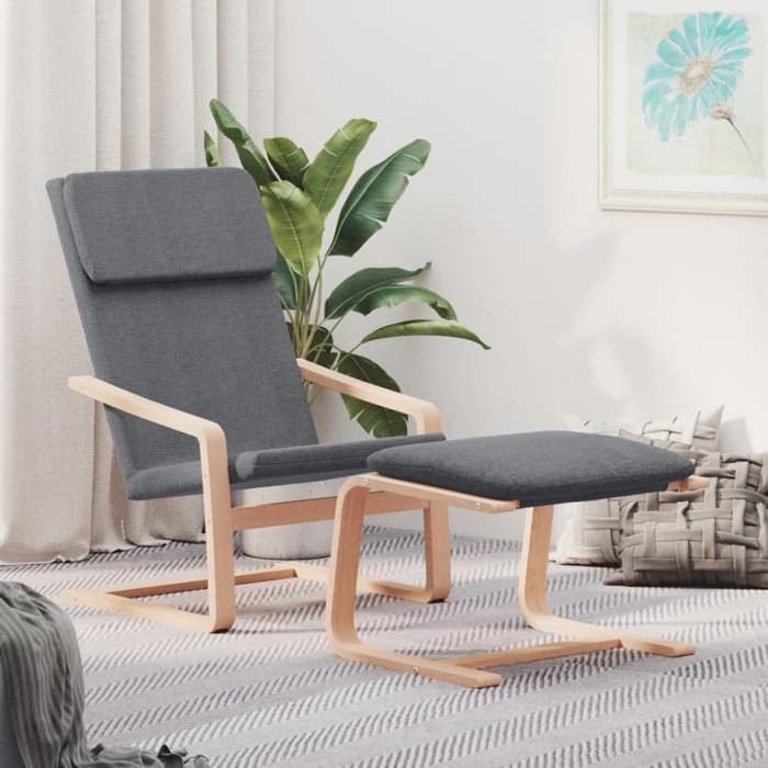 Chaise de relaxation avec repose-pied - vidaxl - Gris foncé - Tissu ...