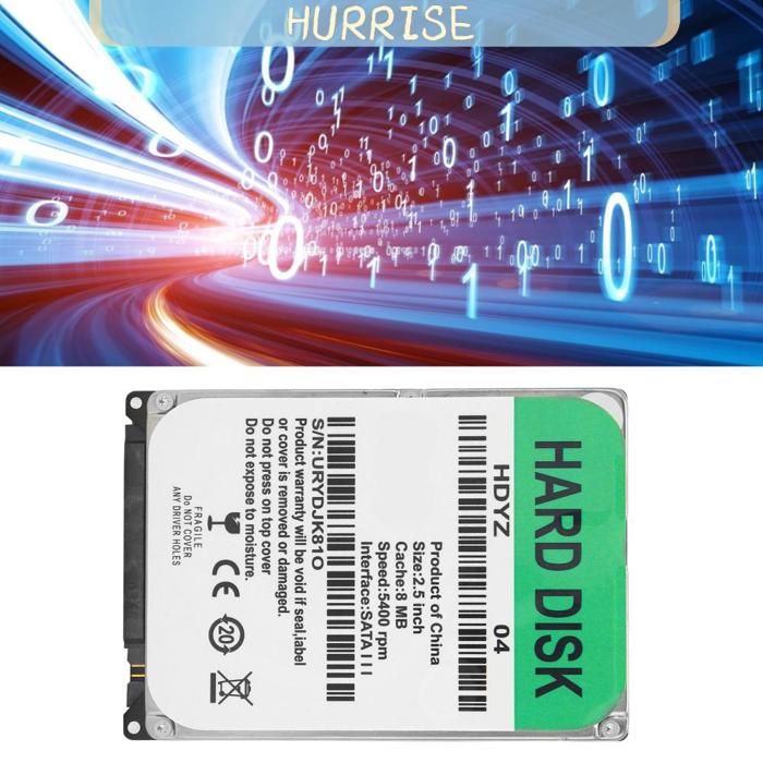 HURRISE Disque Dur Mécanique 2.5in SATA III 8MB Cache Pour Portable et ...