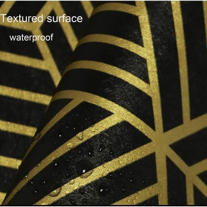 Or Et Noir Géométrie Hexagone Peler And Coller Papier Peint Rayures ...