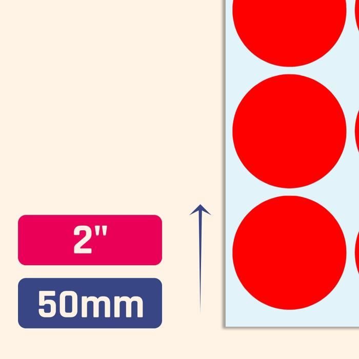 240 Pièces 50Mm Ronde Gommettes Autocollants Cercle Rouge[J1345 ...