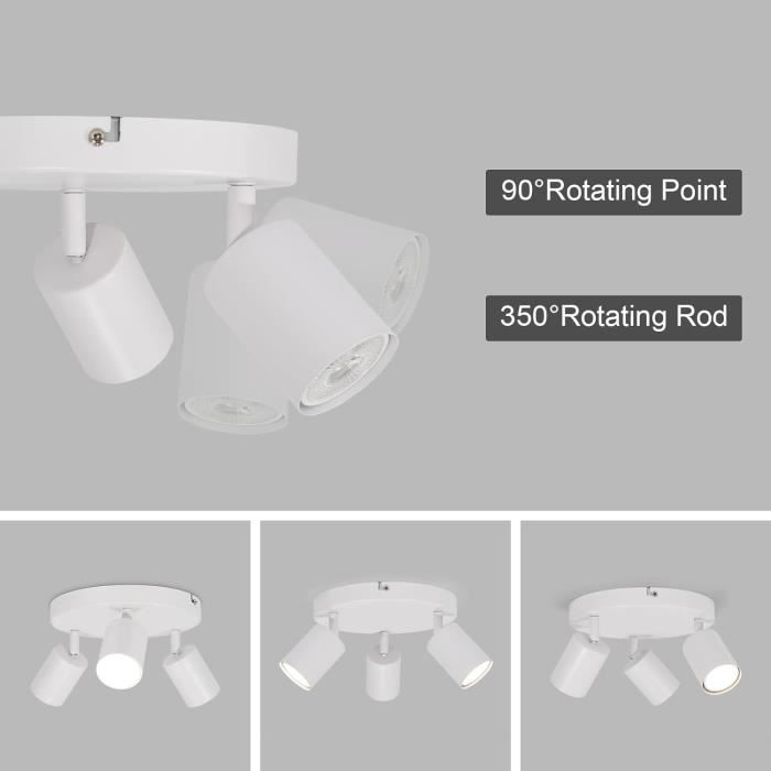 Plafonnier 3 Spot Orientable - Gu10 Spot De Plafond Cuisine Plafonnier ...