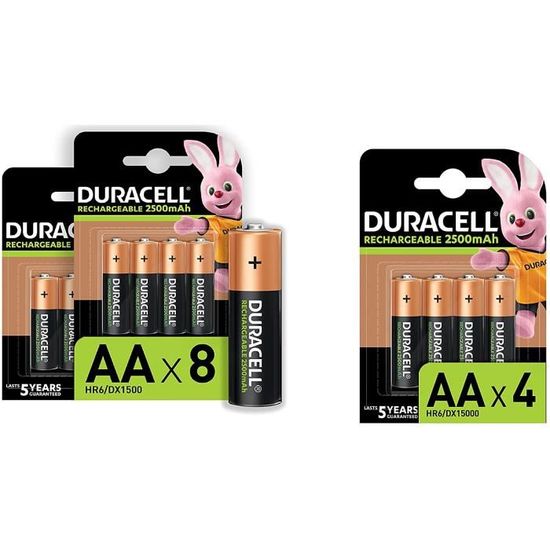 Duracell Piles Rechargeables AA 2500 mAh [Lot de 12] HR6, idéales pour ...