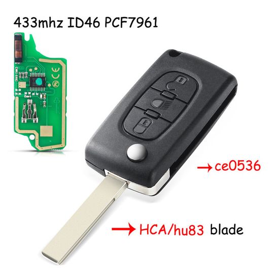 Clé télécommande à 2/3 boutons,433MHz,pour voiture citroën C1 C2 C3 C4 ...