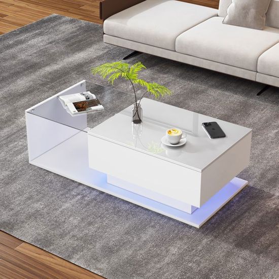 Table basse brillant 100x50x32 cm Table basse salon moderne avec ...