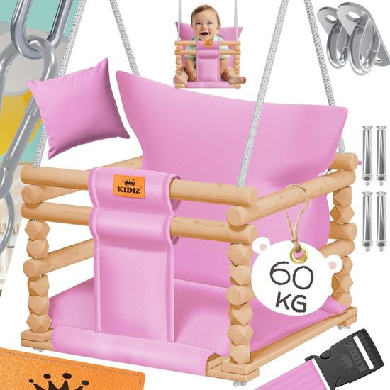 KIDIZ Baby Swing - Rocking Seat with Padding - Wooden Swing with Anti ...