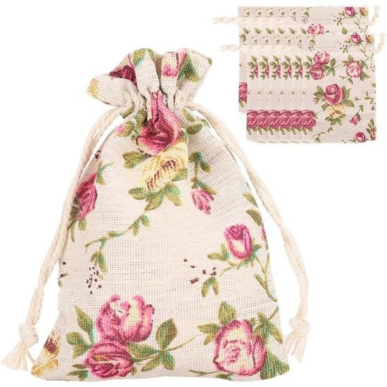 50Pcs Sachets de Toile de Jute en Lin, Sac de Cadeau, Petits Sacs en ...