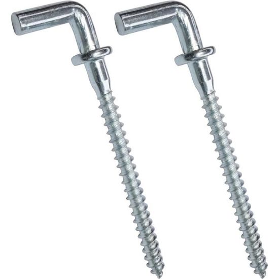 C48203 - Lot De 2 Crochets À Visser En Forme L À Bois Avec Rondelle - Ø4.4X69Mm - En Acier ...