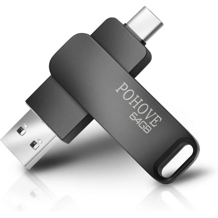 Cle USB 64 Go 3.0, OTG Clé USB C 64go 2 en 1 Type C USB 3.0 Pen Drive ...
