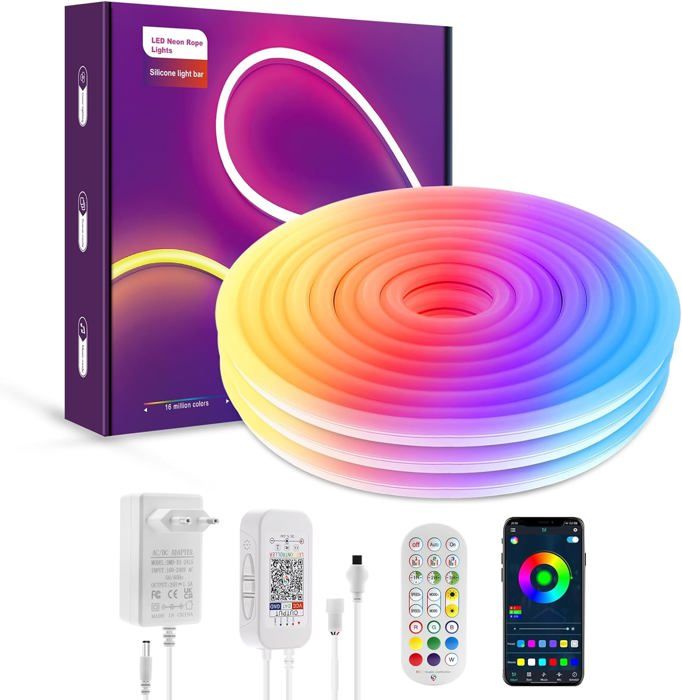 3M RGBIC Neon Ruban LED, IP65 Idéal pour ruban Mural gaming Bande Led Exterieur avec ...