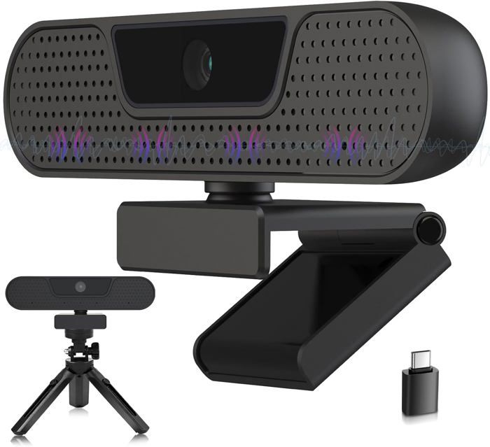Webcam 1080P 60FPS, Webcam avec Microphones, Focus Fixe, 75°Grand Angle ...