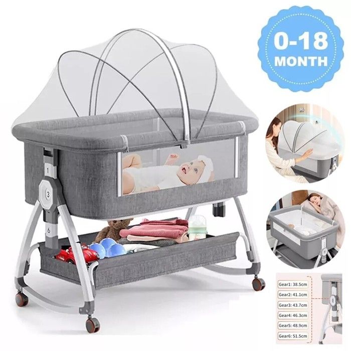 Lit Cododo Bébé avec Roues Intégrés, 4 en 1 Lit bébé Berceau Cododo ...