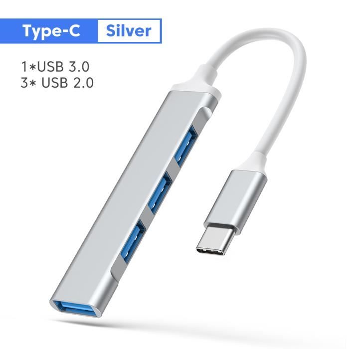 Type C Argent - AUFU USB C HUB 3.0 Type C 4 Port Multi USB Splitter Adaptateur OTG Pour HUAWEI ...