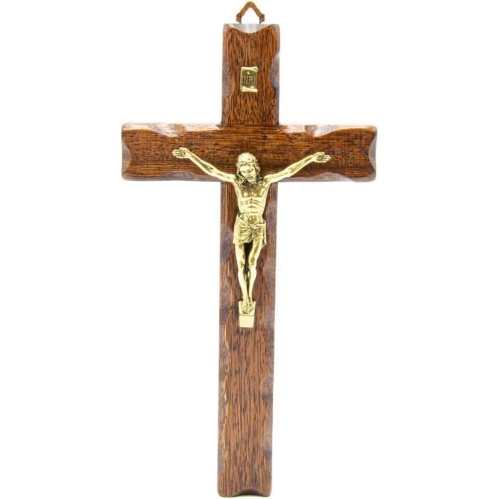 Crucifix En Bois Mural Christ Laitonné Fabriqué En Umbria Italie (32 X ...