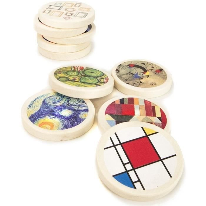 Jeu de mémoire en bois Bajo - Moderne Kunst - 36 cartes - Pour enfants ...