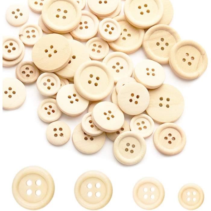 Boutons en Bois Mercerie - 300 Pièces - Bouton Bois - Tailles 10mm ...