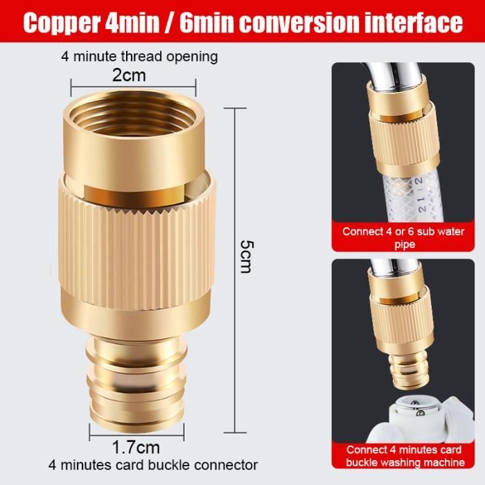 4 6 Tap - Pistolet d'arrosage réglable en laiton, arroseur de jardin, buse de tuyau d'arrosage ...