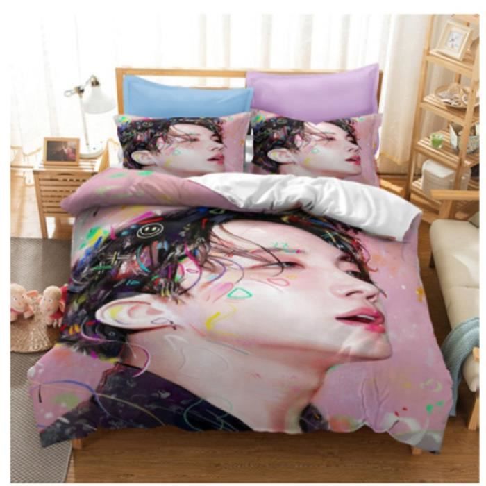Couvre lit BTS 1 personne Housse de couette 3D BTS 200x200cm 2 taies d'oreiller 50x75cm 23 ...