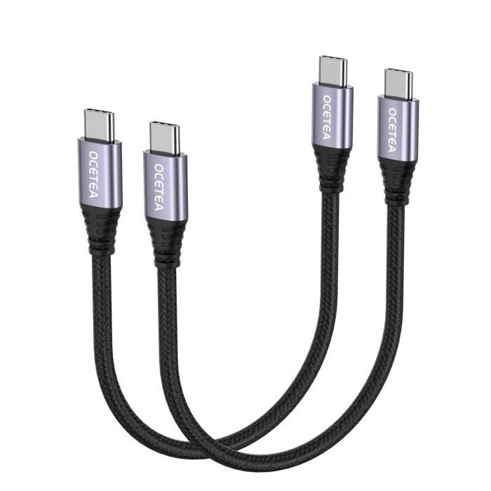 Lot De 2 Câbles Usb C Vers Usb C Court, 60W Pd Câble Usb Type C Charge ...