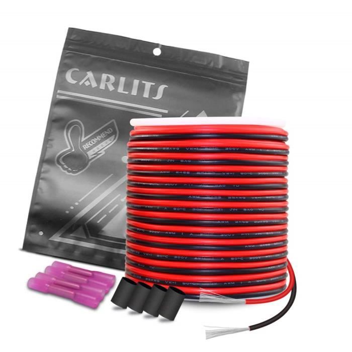 22AWG 30m 2x0.32mm² Rallonge Câble Fil Cordon Cuivre Étamé 22 Gauge 2 ...
