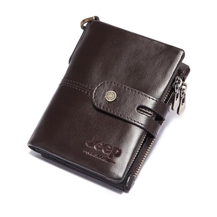 Portefeuille NADQ4 Anti-thef Men Wallets Leather Hasp Zipper Coin ...