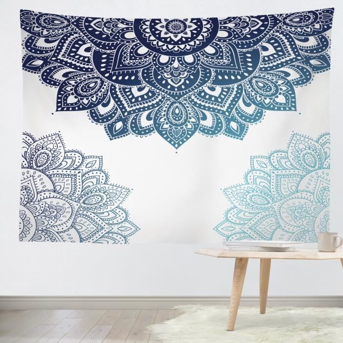 Tapisserie Tenture murale Fleurs indiennes bohème Impression numérique ...