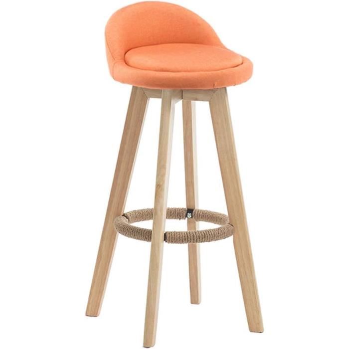 Tabouret de comptoir en bois moderne - TRAHOO - Siège en lin ...