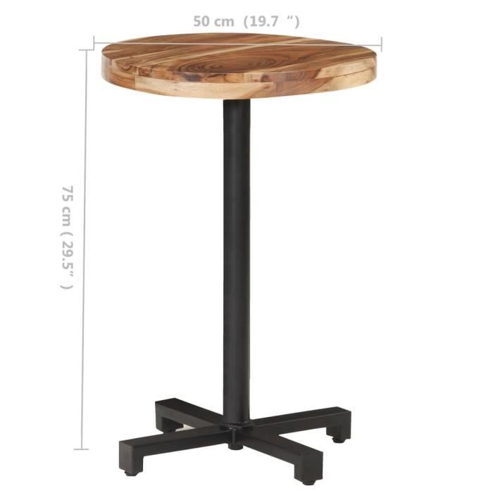 SWT(320275)Table de bistro Ronde Ø50x75 cm Bois d'acacia massif ...