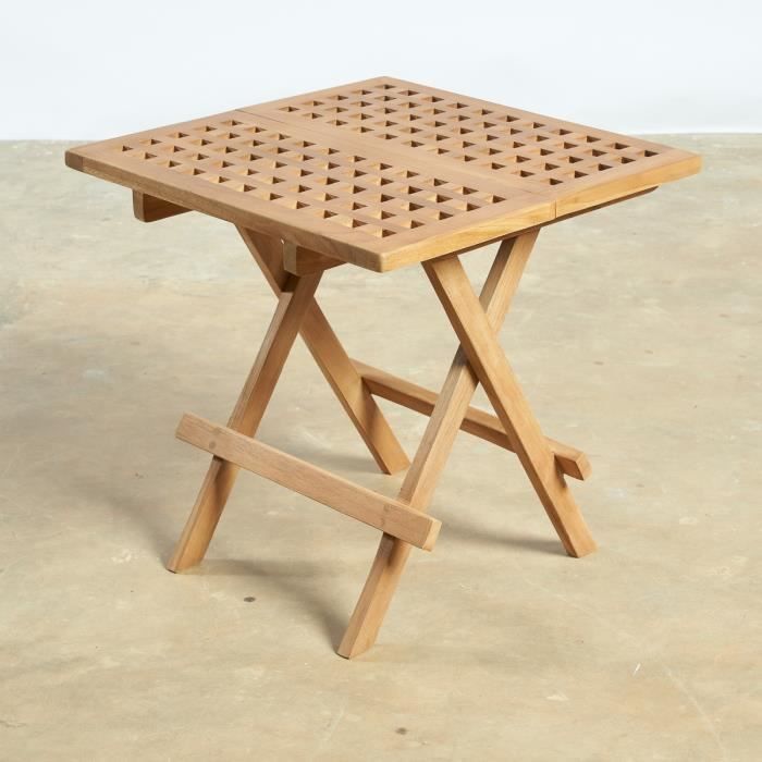 Table basse pliante - WANDA COLLECTION - Asya - Teck - 50 cm - Jardin ...